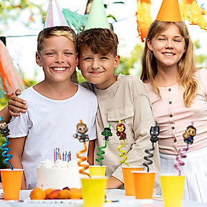 32Pcs Superhero Straws for Avenger Party Favor - 32Pcs Reusable Drinking Straws with 8 designs+36 Stickers+2 Brushes. Perfect For Superhero Party Supplies, Great for Avenger Themed Party