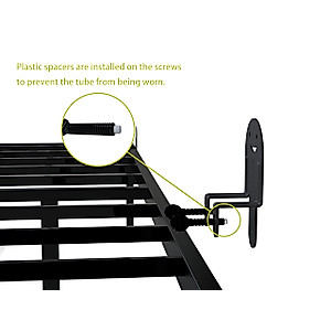 DiaOutro Bed Frame Non Slip Mattress Gaskets, 6 PCS Mattress Retainer Keep Mattress in Place for a Great Sleep, Adjustable Anti-Slip Baffle Fit for Most Metal Bed Frames, Black