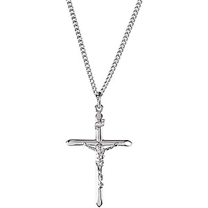 Solid 925 Sterling Silver Crucifix Cross Charm Pendant Chain Necklace 24"