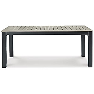 Signature Design by Ashley Mount Valley Contemporary Outdoor Dining Table with Umbrella Option, Light Gray & Black