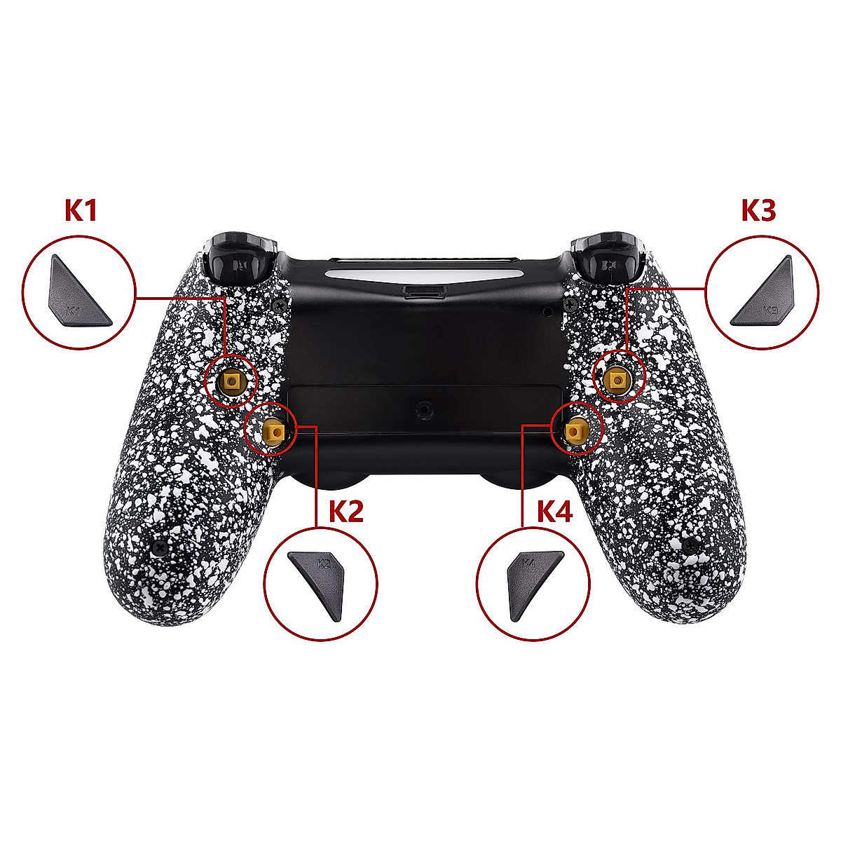 eXtremeRate Textured White Dawn Programable Remap Kit for PS4 Controller with Upgrade Board & Redesigned Back Shell & 4 Back Buttons - Compatible with JDM-040/050/055 - Controller NOT Included