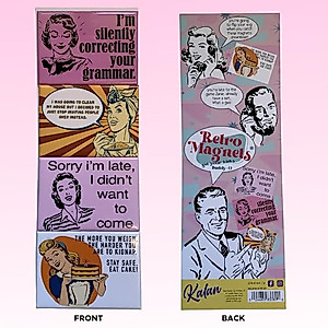 Funny Fridge Magnets for Home Decor - Magnet Set for Refrigerator, Dishwasher, Whiteboard, and Locker Accessories by Kalan - Retro Humor - 4-Pack