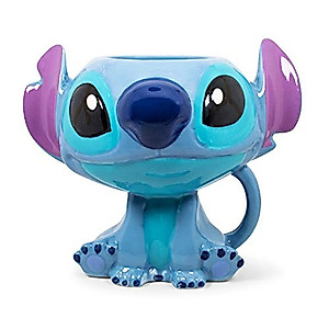 Disney Lilo & Stitch 3D Sculpted Ceramic Coffee Mug | Official Kitchen Accessories | Collectible Drinkware For Home Kitchen Bar Set | Holds 15 Ounces