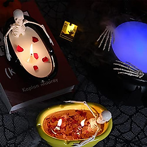 Halloween Decorations - Halloween Skeleton Candle - Skeleton Design with Milk Bath - Novelty Design Rose Petal Accents Suitable for Indoor Family Holiday Parties (Milk Bath)