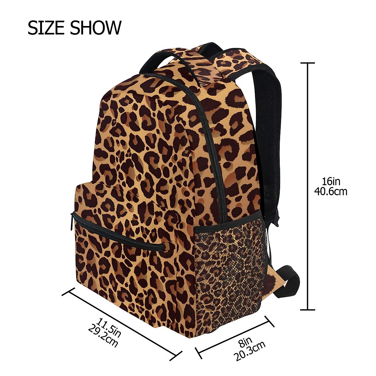 AUUXVA Animal Leopard Print Durable Backpack College School Book Shoulder Bag Travel Daypack for Boys Girls Man Woman