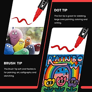 BIGTHUMB 26 Colors Acrylic Paint Pens, Dual Tip Acrylic Paint Markers with Brush Tip and Dot Tip, Paint Markers for Painting Rock, Wood, Canvas