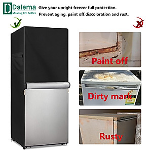 Dalema Outdoor Refrigerator Cover,600D Heavy Duty 100% Waterproof Upright Freezer Cover,Outside Stand Up Fridge Covers.Front Can Be Rolled-Up by Zippers.(Black,24" W x 30" D x 67" H)
