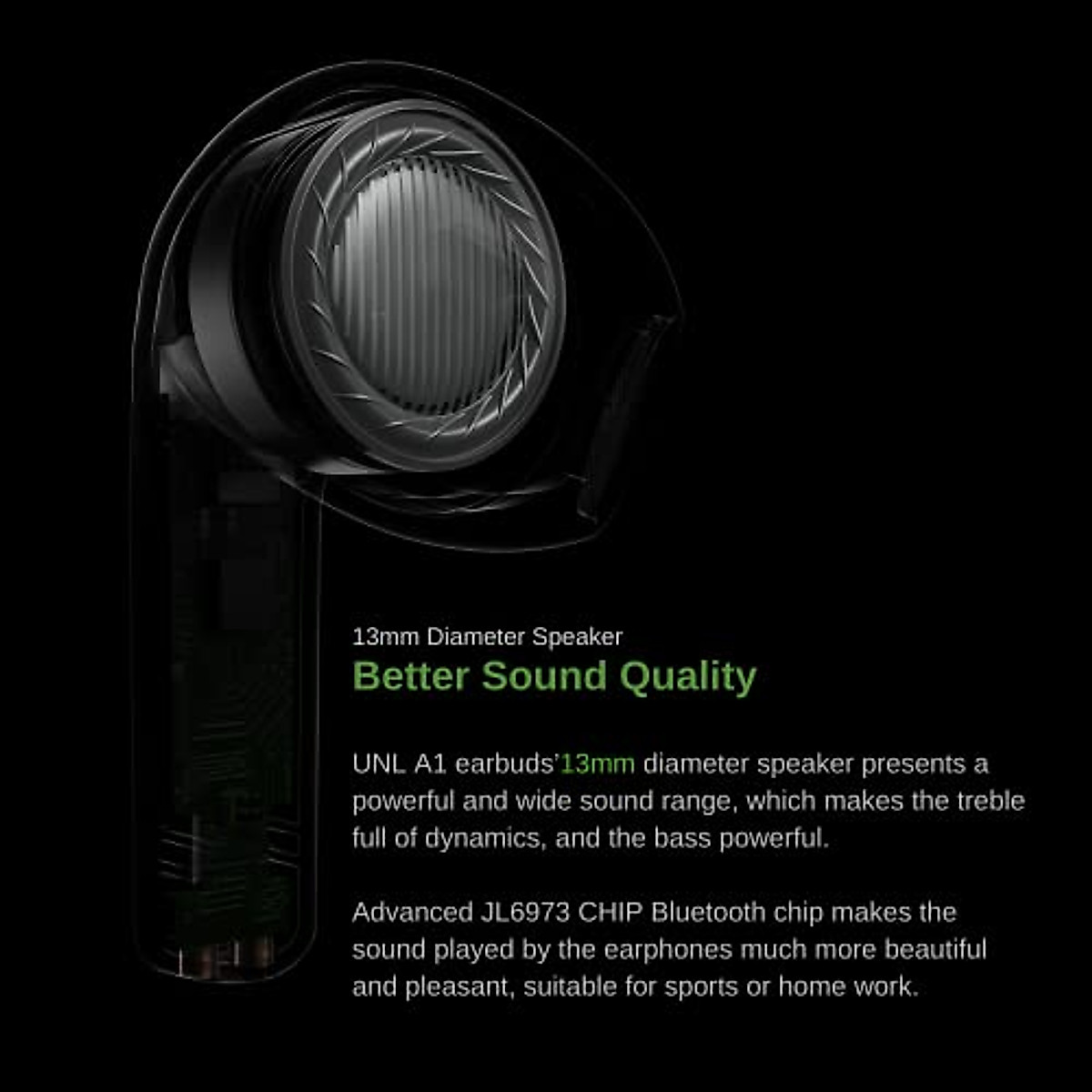 NIXGIR UNL A1 True Wireless Earbuds, Bluetooth 5.3 Headphones with ENC Microphone, HiFi Stereo Sound, 18H Playtime, IPX4 Waterproof