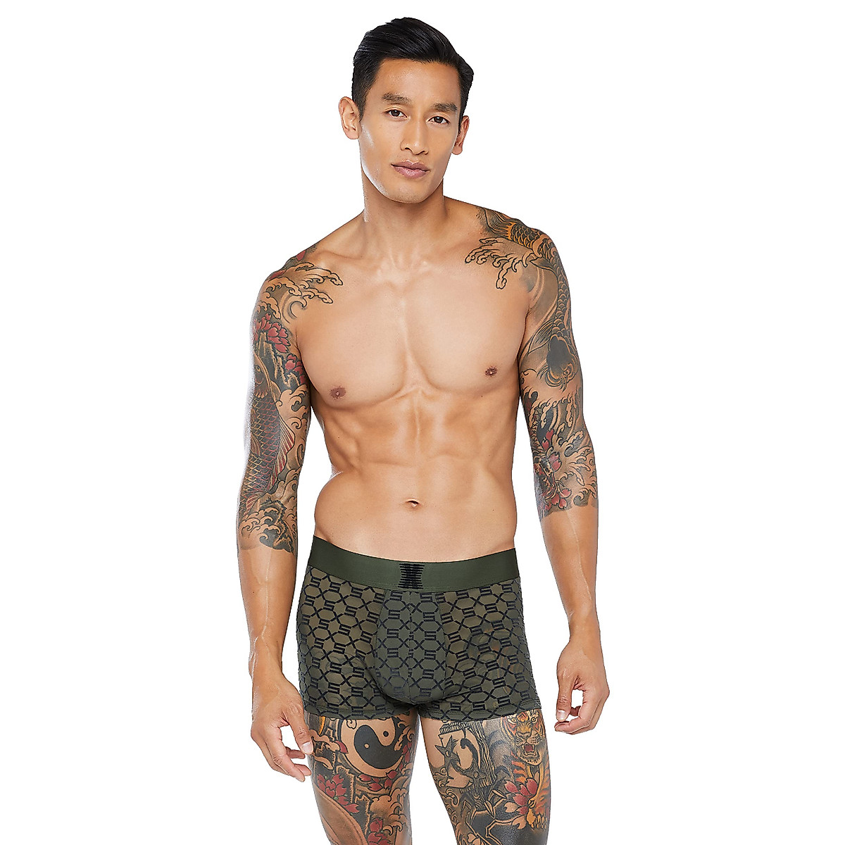 Savage X, Men's Flocked Monogram Trunks, Deep Forest Green, XXL