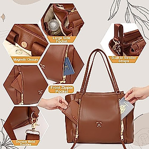 miss fong Diaper Bag Tote Baby Diaper Bag, Leather Diaper Bag Backpack Diaper Tote Bag Backpack with Pacifier Holder Case Bundle