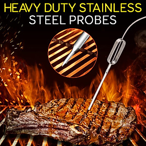 NutriChef Bluetooth Grill BBQ Meat Thermometer, 150 ft Wireless Digital Monitoring Timer & Alarm for Smoker, Oven