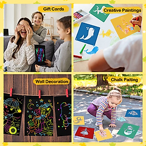 20 PCS Sturdy Stencils for Kids, 8 Inch Kids Stencils with 5 Pcs Scratch Paper for Painting to Imaginative Children's Stories, Learning Tools for Toddlers and Preschooler
