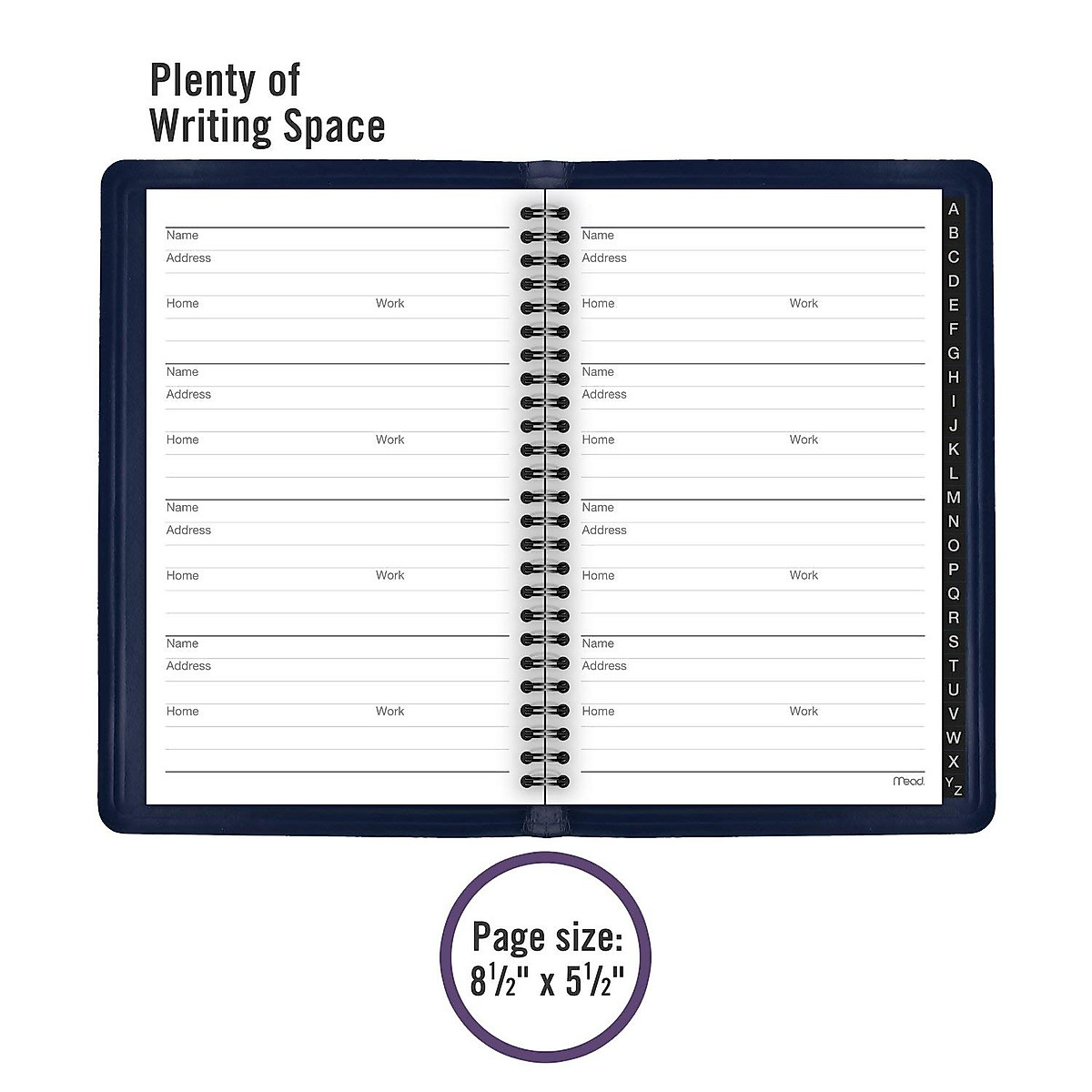 Mead Telephone & Address Book, Large Print, 700+ Entries, 4-7/8" x 8", Color Selected for You, 1 Count (TLMM0410)