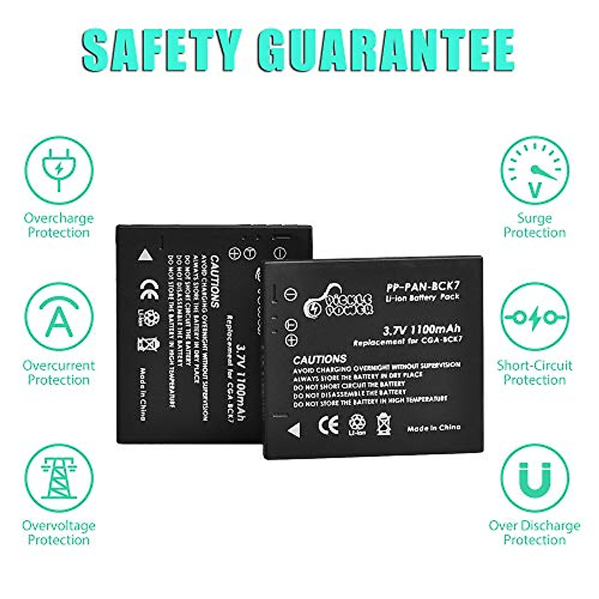 DMW-BCK7 Battery and Charger with LED Display Compatible with Panasonic Lumix DMC-TS30, DMC-FH25, FH27, FP5, FP7, FS16, FS18, FS22, FS35, FS37, DMC-S1, DMC-S2, DMC-S3, DMC-SZ1, DMC-SZ5, DMC-SZ7
