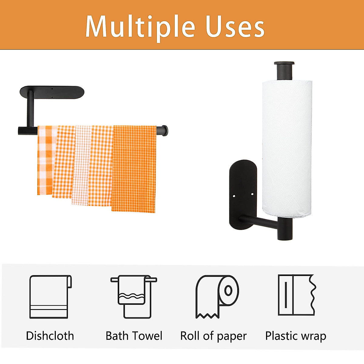 Aisto Paper Towel Holder Wall Mount Under Cabinet Adhesive Paper Towel Holder or Wall Drilling for Home Kitchen - SUS304 Stainless Steel