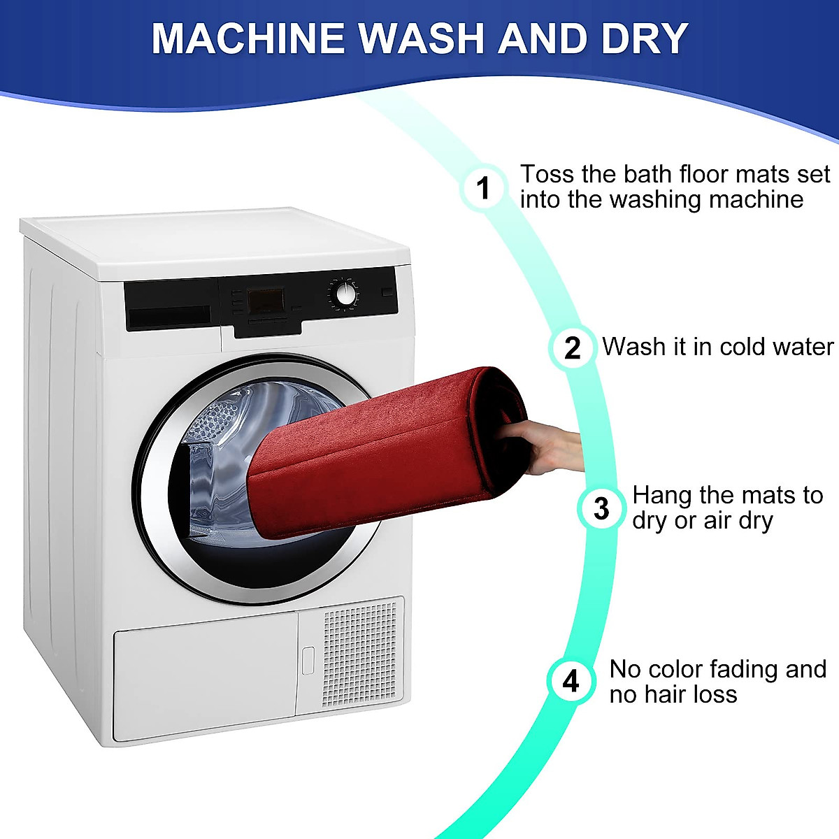 Memory Foam Bath Mat Set Bathroom Mat Set Ultra Soft 3 Piece Bathroom Rug Non Slip and Highly Absorbent Bathroom Floor Mat Machine Washable Toilet Mat（Burgundy, 17” X 24”+20” X 24”+20” X 32”)