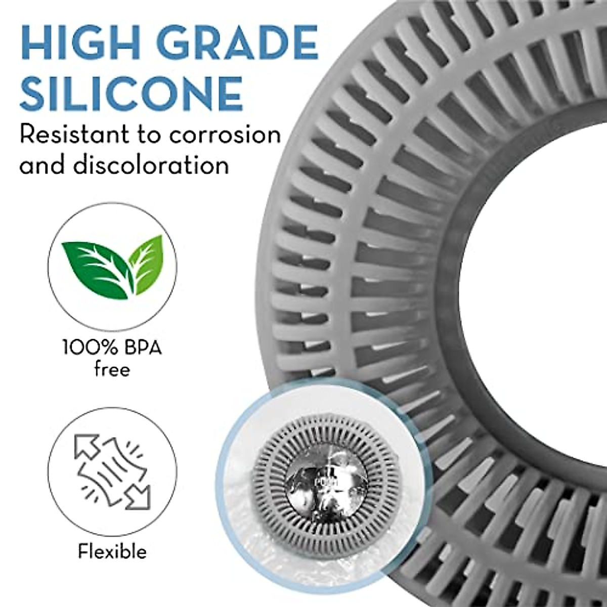 TUBRING The Ultimate Tub Drain Protector Hair Catcher/Strainer/Snare - Gray