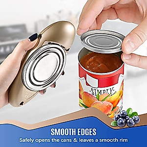 Automatic Electric Can Opener, Open Cans in One Click, Smooth Edge Handheld Can Opener, Hands Free Food-Safe Battery Operated Electric Can Openers, Kitchen Gadget Gift for Chefs, Arthritis and Seniors