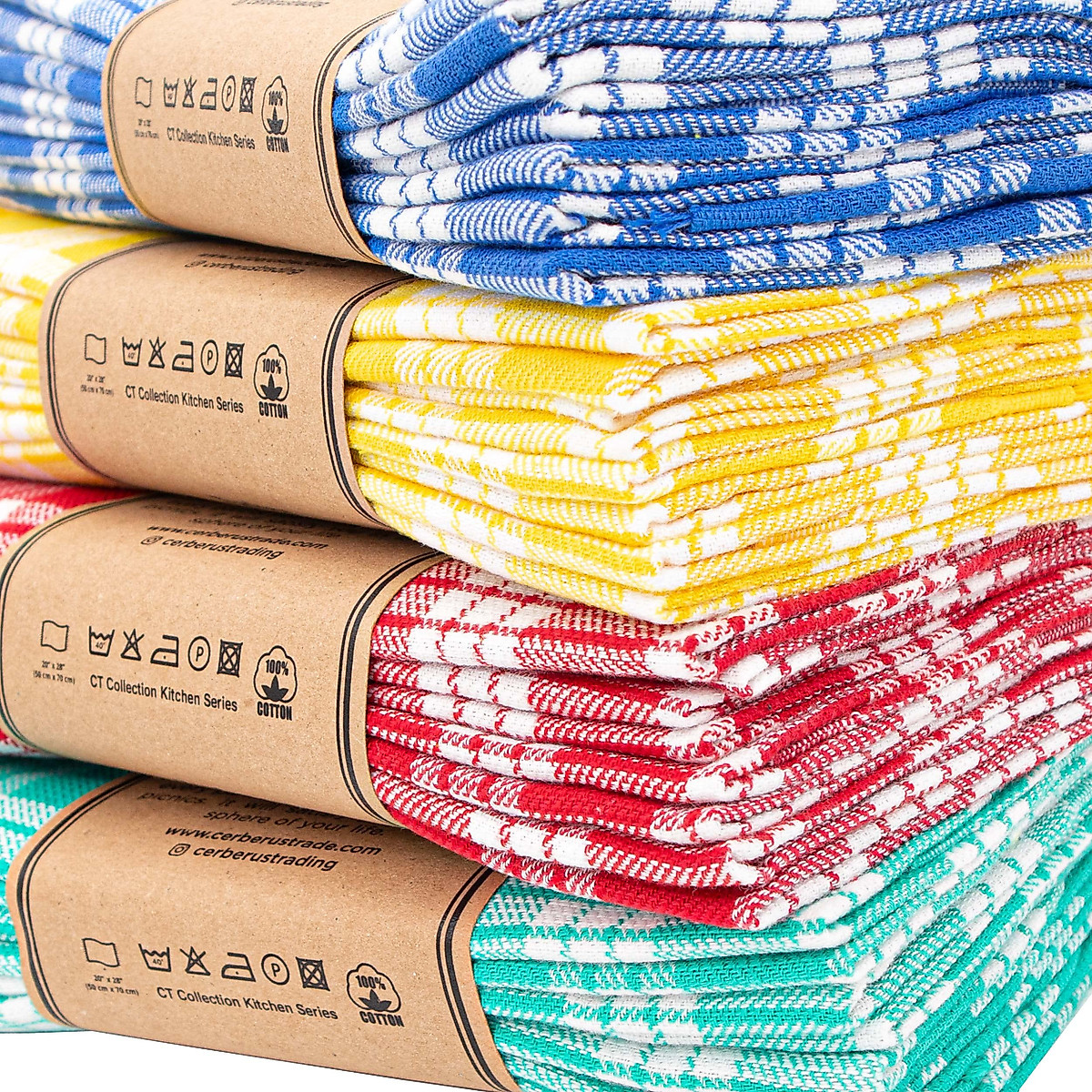 Cerberus Trade Dish and Kitchen Towels -0 Cotton Bar and Hand Towels, Absorbent for Dishes, Blue (Set of 4)