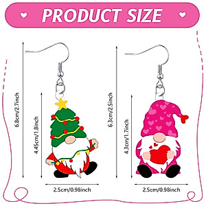 8 Pairs Gnome Earrings for Women Gnome Jewelry Gift Women's Drop and Dangle Earrings for Easter Mother's Day Summer Valentine's Day Christmas New Year(Vivid Style)