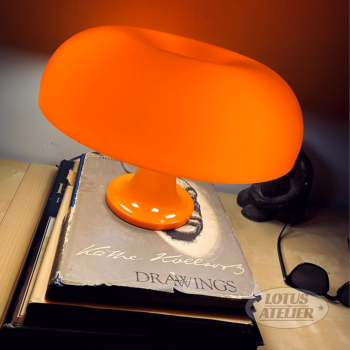 Lotus Atelier Orange Mushroom Lamp for Room Aesthetic Modern Lighting for Bedroom | Cool Retro Living Room Decor (Orange)