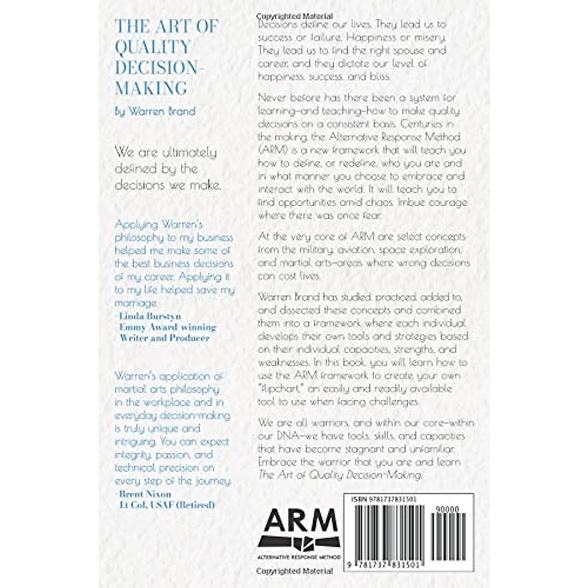 The Art of Quality Decision-Making: A Practical Guide to the Alternative Response Method