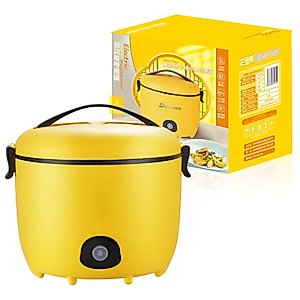 3 Cups Small Rice Cookers, 2L Portable Mini Rice Cooker for 2-3 People, Tiny Electric Grain Cooker for Home Dormitory,Yellow (US)