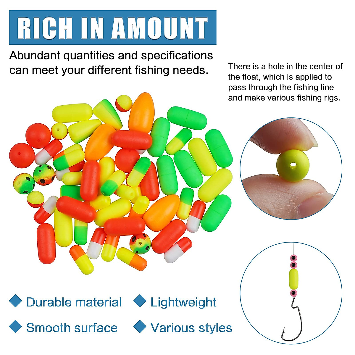 Fishing Foam Floats Pompano Rigs Beads Kit, Snell Floats Pompano Fishing Rigs Making Accessories for Surf Fishing Live Bait Walleye Rig Trout Catfish Walleye 155pcs