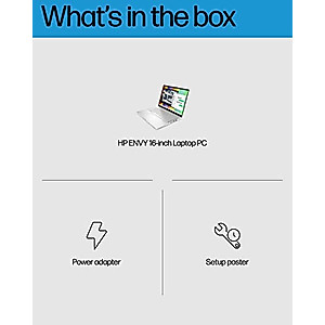HP Envy -Laptop PC, Intel Arc A370M Graphics, 12th Gen Intel Core i7-12700H, 16 GB -RAM, 512 GB SSD, 16” WQXGA Touchscreen, 100% sRGB, Windows 11 Home, HP Fast Charge, Camera -Cover (16-h0010nr, 2022)