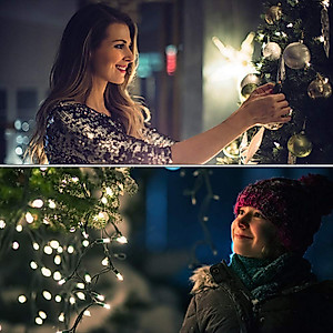 Green Convenience Christmas Lights 33ft 100 LED Battery String Lights with Timer Memory Function USB or Battery Powered Waterproof String Light for Indoor Outdoor Decoration (White)