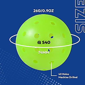 A11N S40 Outdoor Pickleball Balls- USAPA Approved, 6-Pack, Neon Green