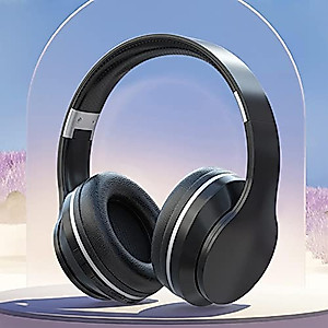 SMIDOW Bluetooth Headphones Over Ear - Hi-Fi Stereo Wireless Headphones Deep Bass Foldable Wired/Wireless/TF for iPhone Android PC, Bluetooth 5.0 Wireless Headset with Mic (Black)