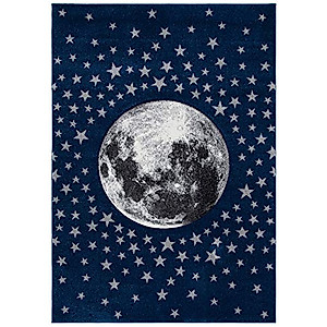 SAFAVIEH Carousel Kids Collection Accent Rug - 4' x 6', Navy & Grey, Non-Shedding & Easy Care, Ideal for High Traffic Areas for Boys & Girls in Playroom, Nursery, Bedroom (CRK135N)