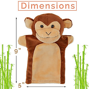 Hand Puppets for Kids, Set of 4 Plush Safari Animals Hand Puppet Toys for Boys and Girls, A Giraffe, Elephant, Tiger, Monkey, Perfect for Storytelling, Teaching, Preschool, Role-Play