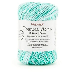 Premier Home Cotton Yarn 3-Pack - 1.94 Oz - Medium 4 - Bundle with Bella's Crafts Stitch Markers (Spring Green Splash)