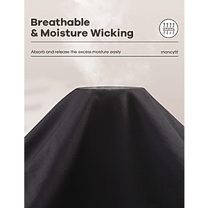 MANCYFIT Thermal Shirts for Women Fleece Lined Tops Long Sleeve Undershirts for Cold Weather Black and White Lines Medium