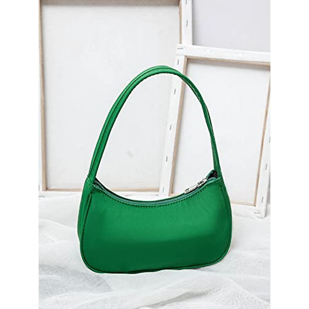 GORGLITTER Women's Solid Shoulder Bags Minimalist Bag Mini Clutch Tote Handbags Green One Size