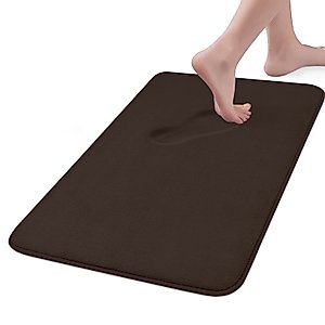 MAYSHINE Memory Foam Non Slip Anti Fatigue Bath Mat | Thick Absorbent Plush Velvet Bathroom Rug - Machine Washable, 17x24, Red