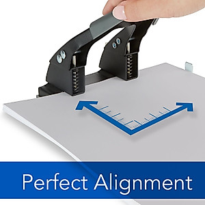 Swingline 2 Hole Punch, Comfort Handle Two Hole Puncher, 28 Sheet Punch Capacity, 50% Reduced Effort, Includes Alignment Guide, Black (74050)