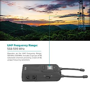 Movo WRX8 48-Channel UHF Wireless Portable Receiver with Camera Mount and XLR / 3.5mm Outputs for the WMIC80 Wireless Microphone System
