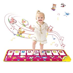 M SANMERSEN Piano Mat - Musical Keyboard Floor Playmat 39.5" Electronic Music Animal Touch Play Blanket Funny Xmas Gift Toy for 1 2 3 Year Old