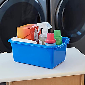 ECR4Kids Scoop Front Storage Bin, Multipurpose Organization, Blue, 5-Piece