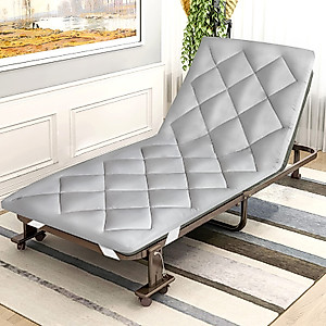 Cot Mattress Pad (Improved Thickness) Quilted Cot Pads for Camping, Camping Sleeping Mat Soft Comfortable Cot Mattress Topper 30" X 75" Camping Mattress Pad for Camp Cot/Rv Bunk/Narrow Twin Beds, Gray