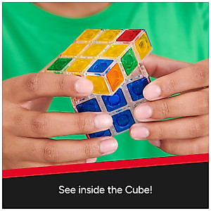 Rubik’s Cube, Crystal Cube, Transparent 3x3 Cube Color-Matching Brain Teaser Puzzle Game, Christmas Gifts for Kids, Stocking Stuffers, for Ages 8+