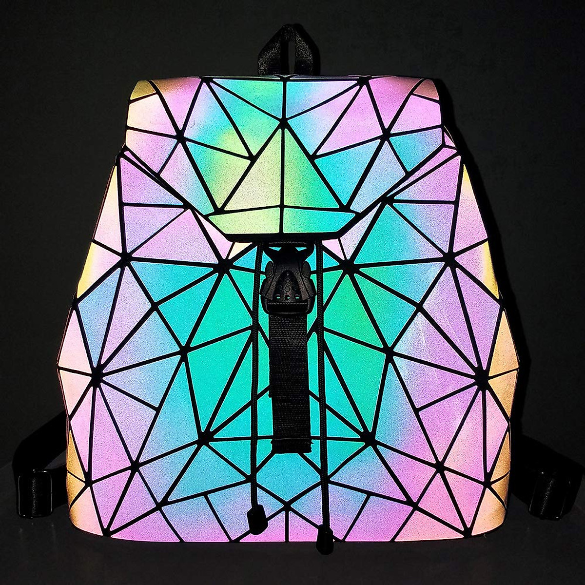 DIOMO Geometric Lingge Women Backpack Luminous Mens Travel Shoulder Bag Rucksack (Luminous NO.3)