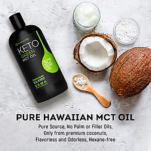 100% Organic MCT Oil for Vegan - Derived only from Non-GMO Hawaiian Coconuts - Includes Omega 3,6,9 and Vitamic C, E (3-in-1) - US Made - Great in Keto Salad Dressings