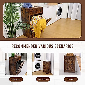 Walmokid Tilt Out Trash Cabinet Wooden Kitchen Trash Can Cabinet Dog Proof Trash Can Holder Kitchen Island with Garbage Bin or Tilt Out Laundry Hamper 10 Gallon