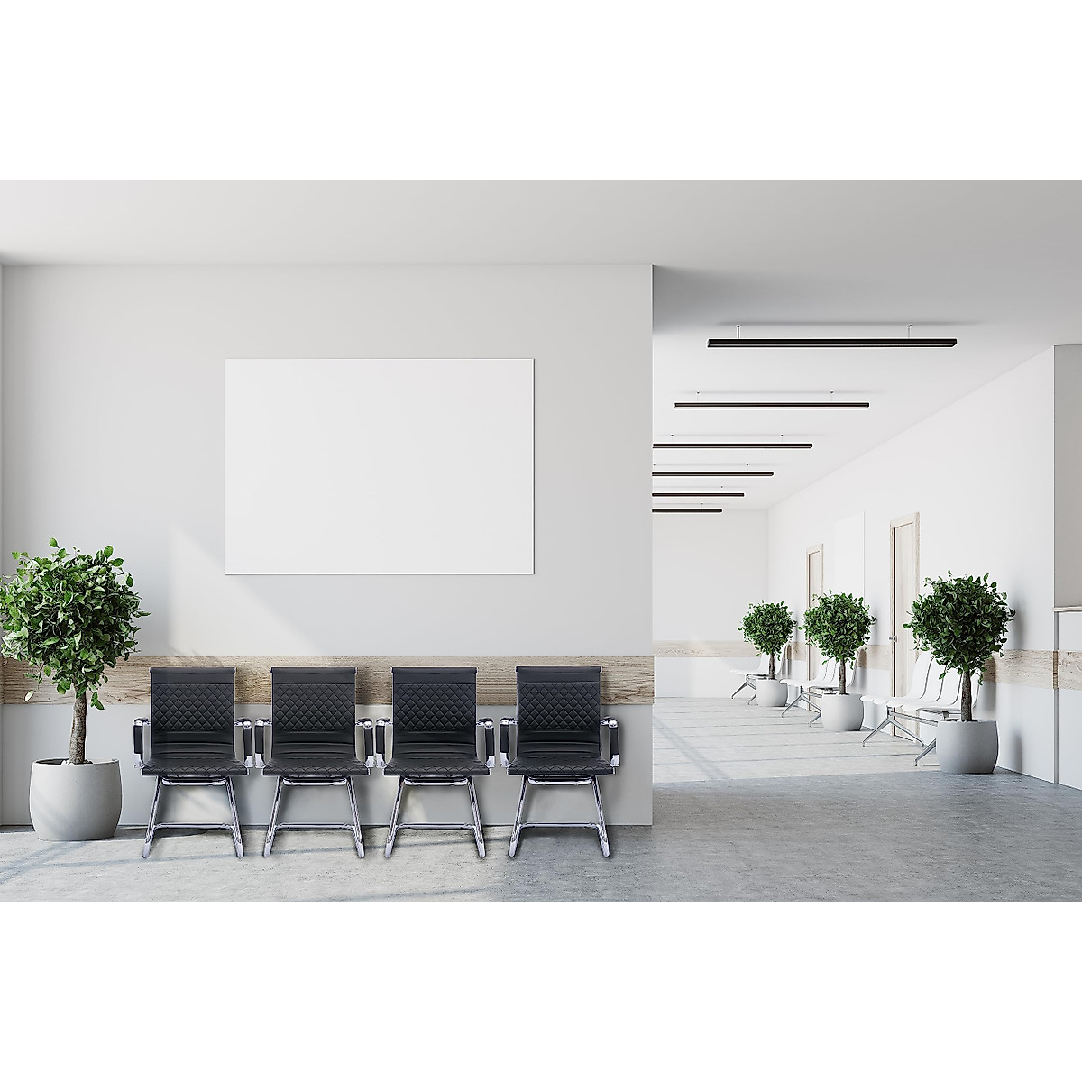 BESTANO Office Guest Chairs Reception Chairs Waiting Room Chairs Set of 4 Conference Room Chairs with Mid Back, Modern PU Leather Desk Chairs, Black