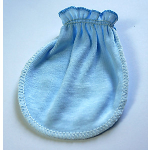 Liwely 6 Pairs Unisex-Baby No Scratch Mittens, 100% Cotton, Solid Blue with Bow