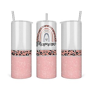 TunlaStore Leopard Mamaw Tumbler - Mamaw Rainbow Tumbler - Mothers Day Gifts Mamaw - Leopard Rainbow Mamaw Travel Cup - Tumbler With Straw And Lid - 20 Oz - Insulated Stainless Steel, White